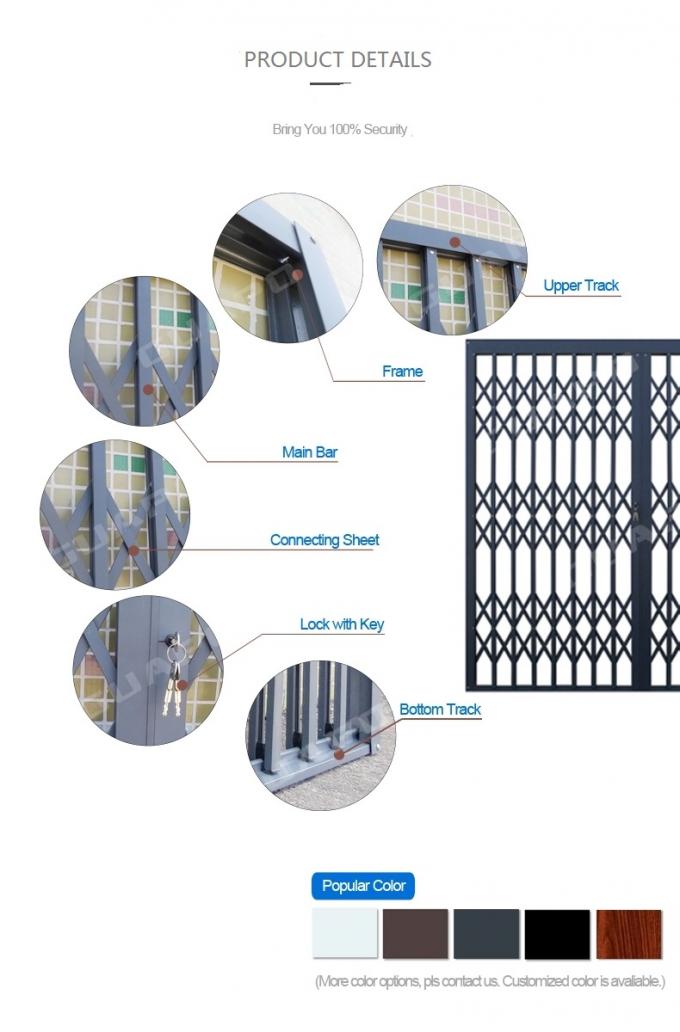 Durable Concertina Grille Villa Aluminium Frame Windows With Burglar Bars