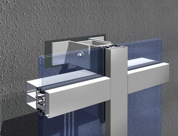 Exposed Aluminum Cladding Frame Glass Curtain Wall Exterior Customized