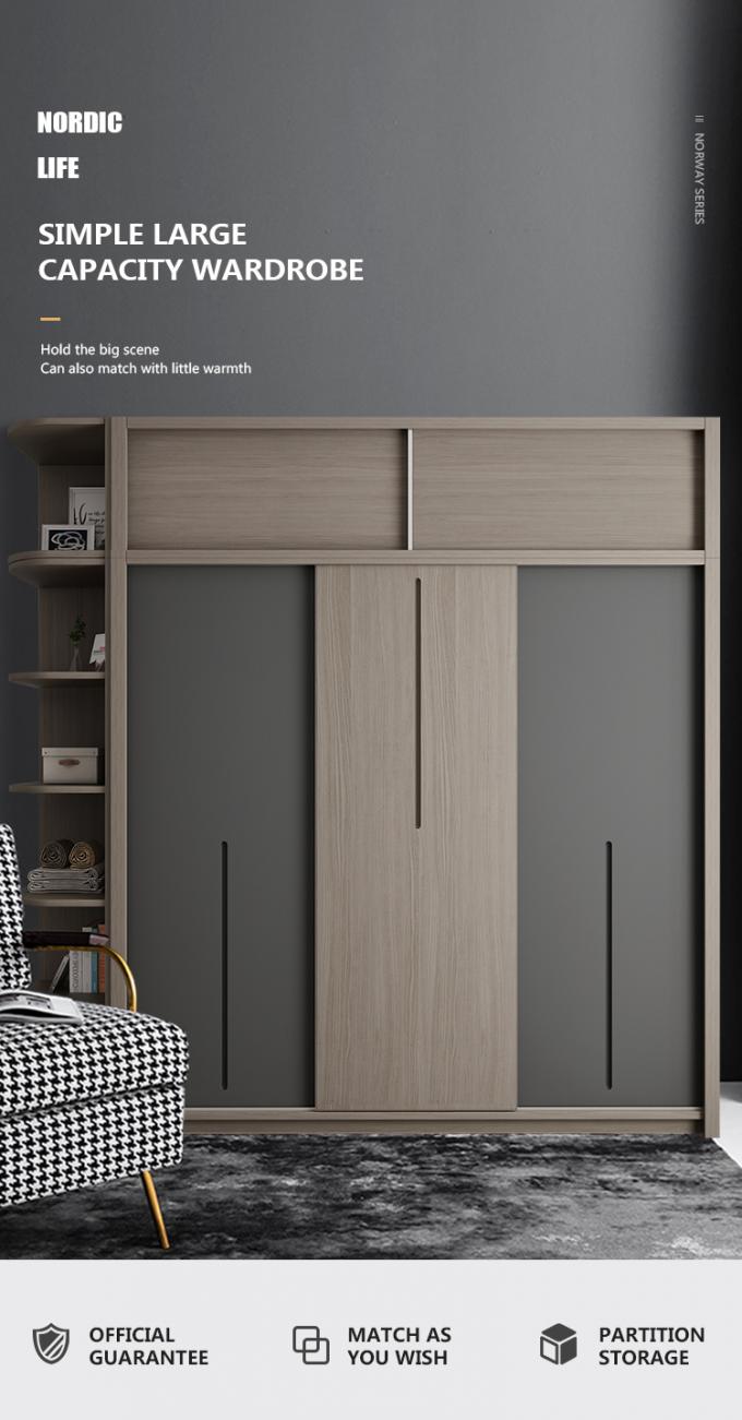 Melamine Board Custom Wood Furniture , Combination Sliding Door Wardrobe